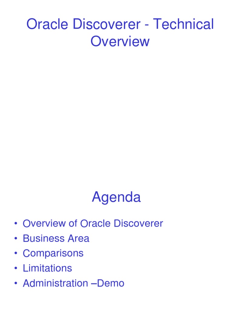 Oracle Discoverer Overview | PDF | Oracle Database | Databases