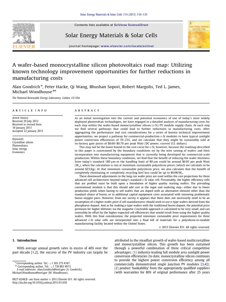 Solar Energy Materials & Solar Cells | PDF | Photovoltaics | Wafer ...