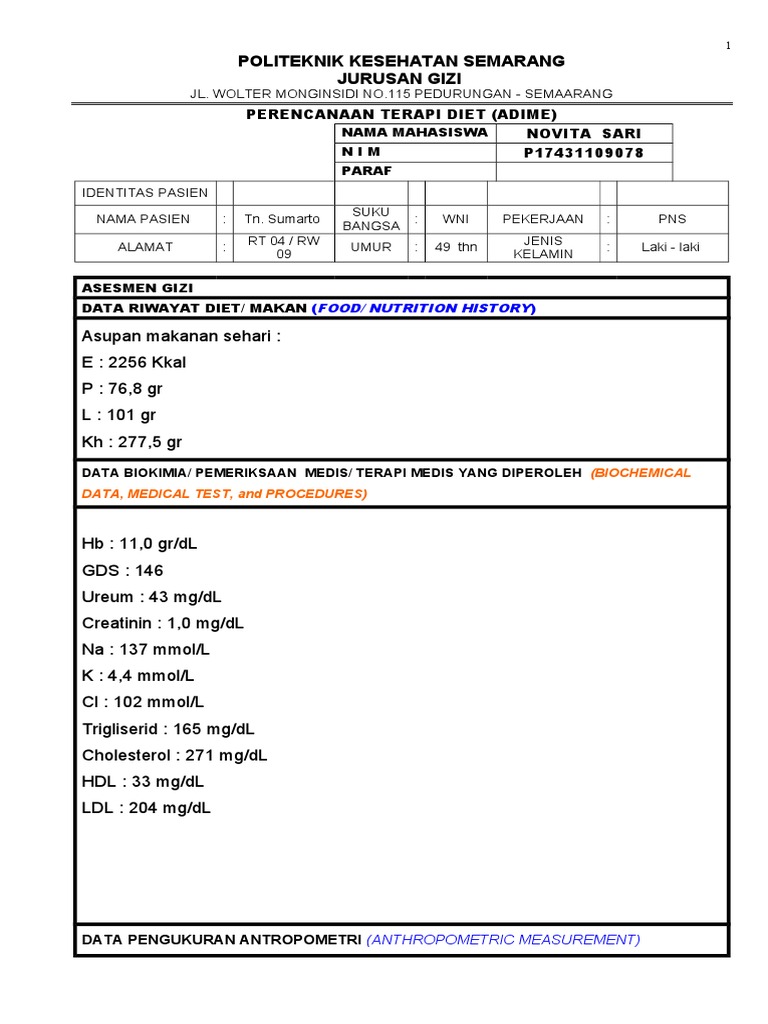 Form Diet (Adime) - Hipertensi | PDF