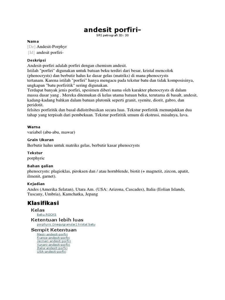 Andesit Porfiri | PDF | Sains & Matematika