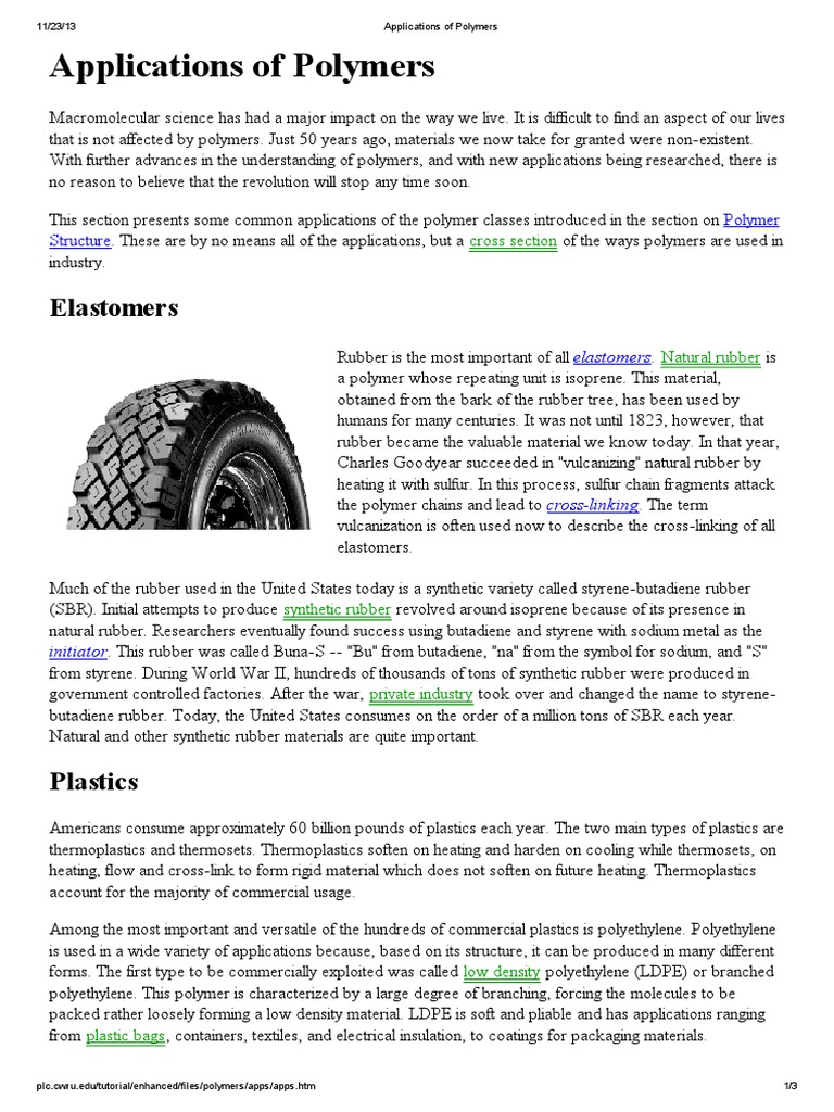 Industrial Applications of Polymers | PDF | Polyethylene | Fibers