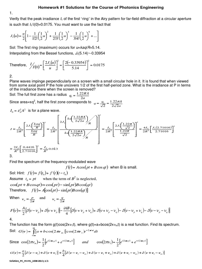 U U J I I: Homework #1 Solutions For The Course of Photonics ...