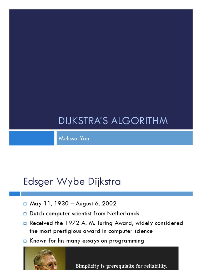 Dijkstra'S Algorithm: Melissa Yan | PDF | Algorithms And Data ...