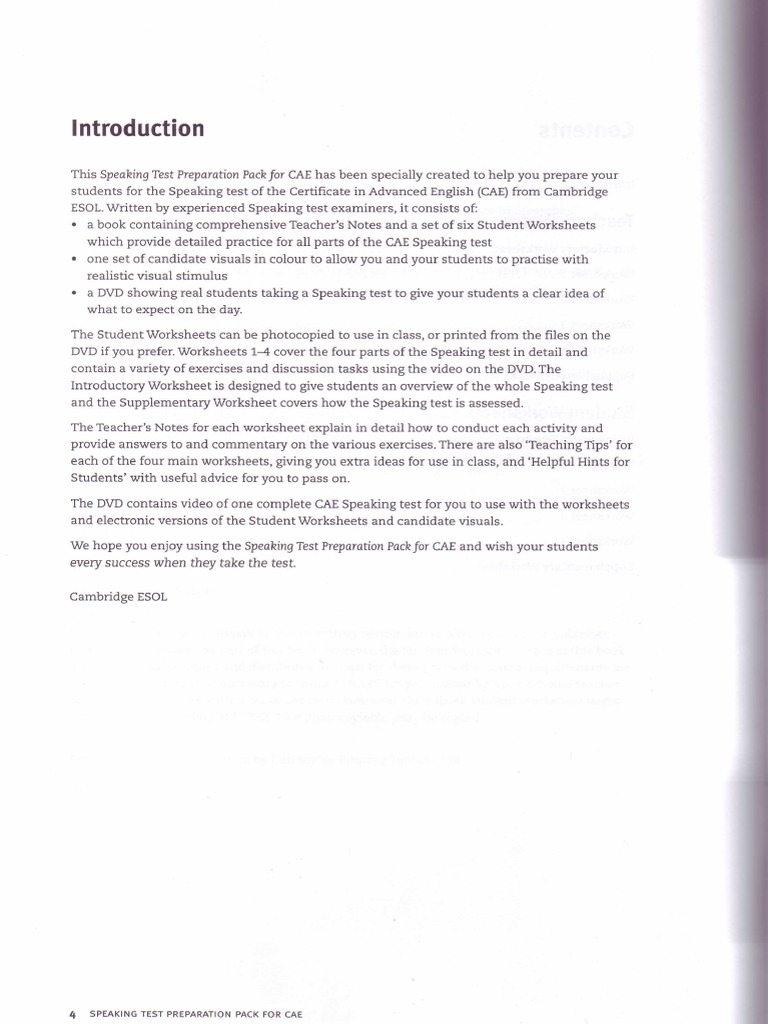 CAE Speaking Test Preparation Pack | PDF | Test (Assessment) | Cognition