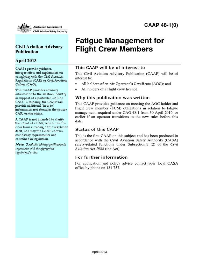 Fatigue Management For Flight Crew Members | Download Free PDF ...