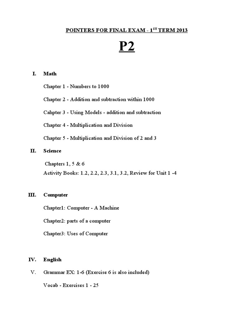 P-2 Pointers For Final Exam | PDF | Teaching Methods & Materials