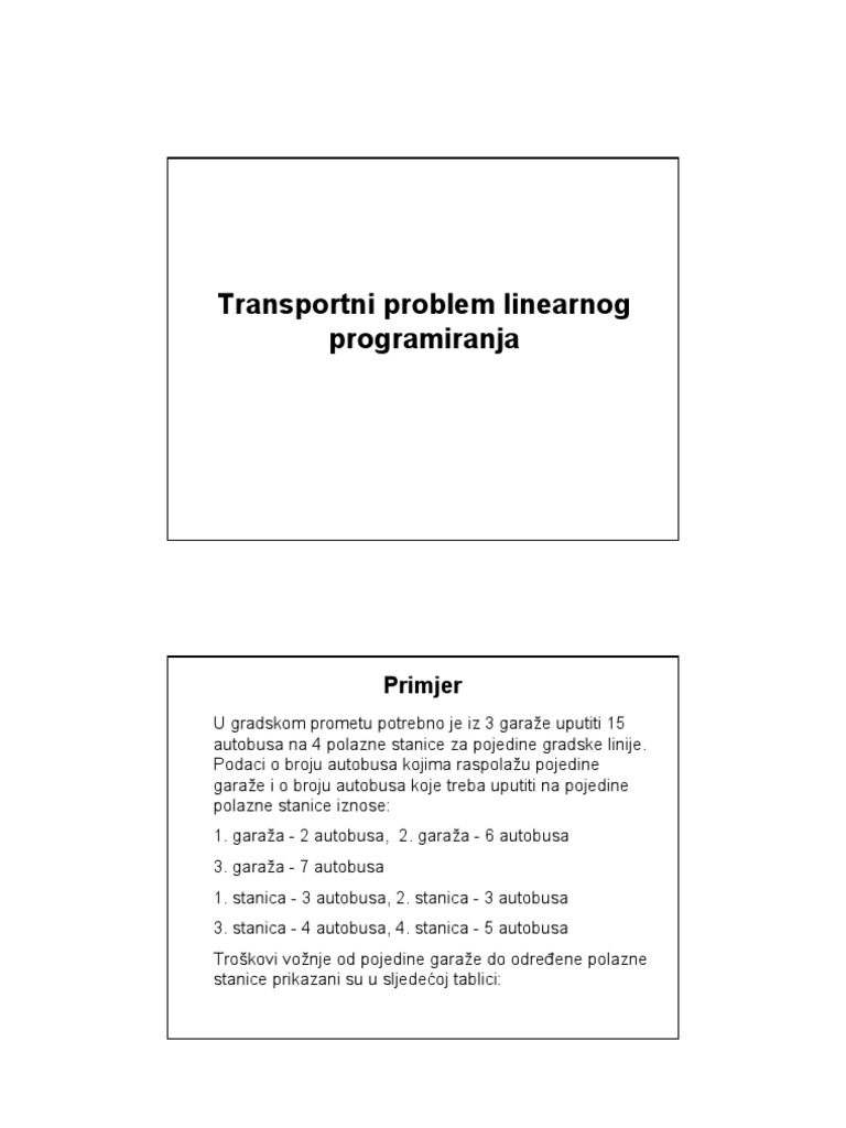 Transportni Problem Skripta | PDF