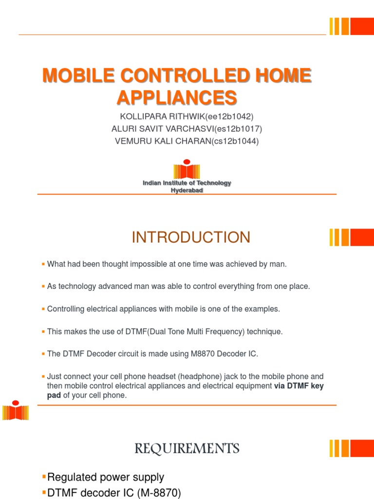 Mobile Controlled Home Appliances | PDF | Telephone | Electronic Circuits