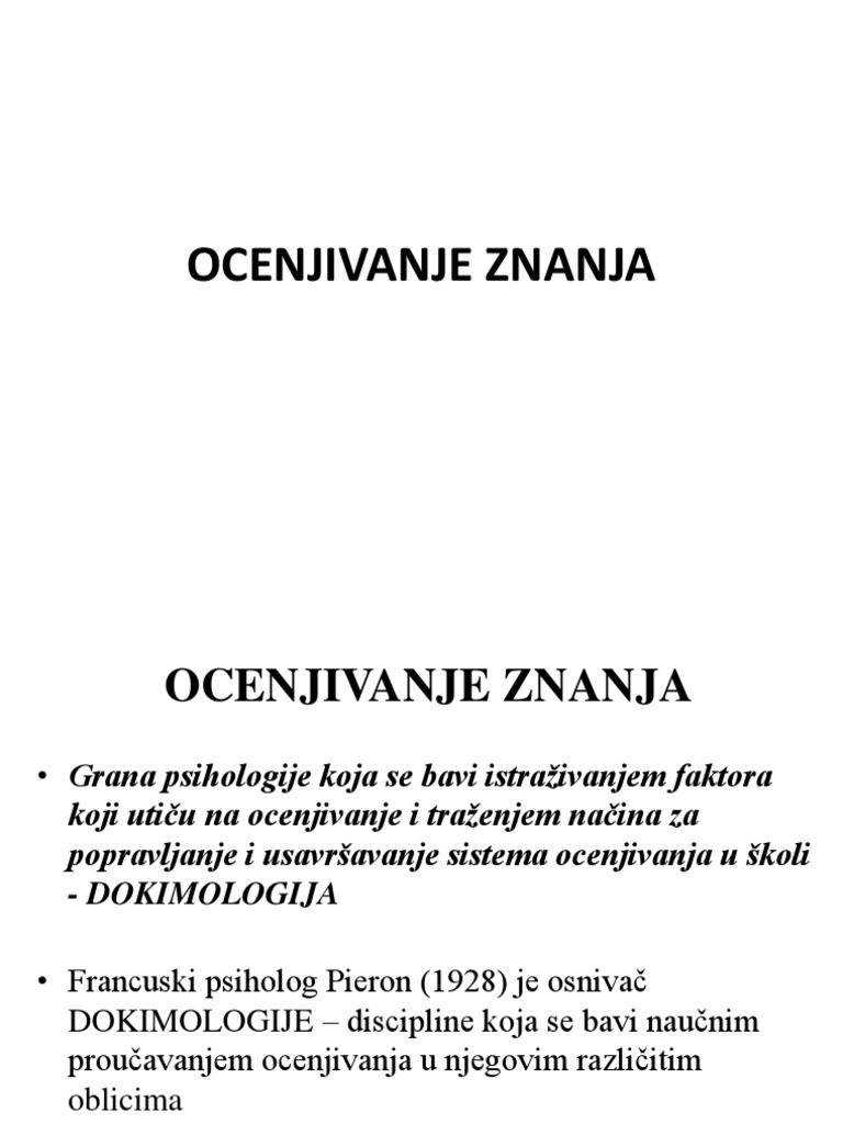 Ocenjivanje Znanja | PDF