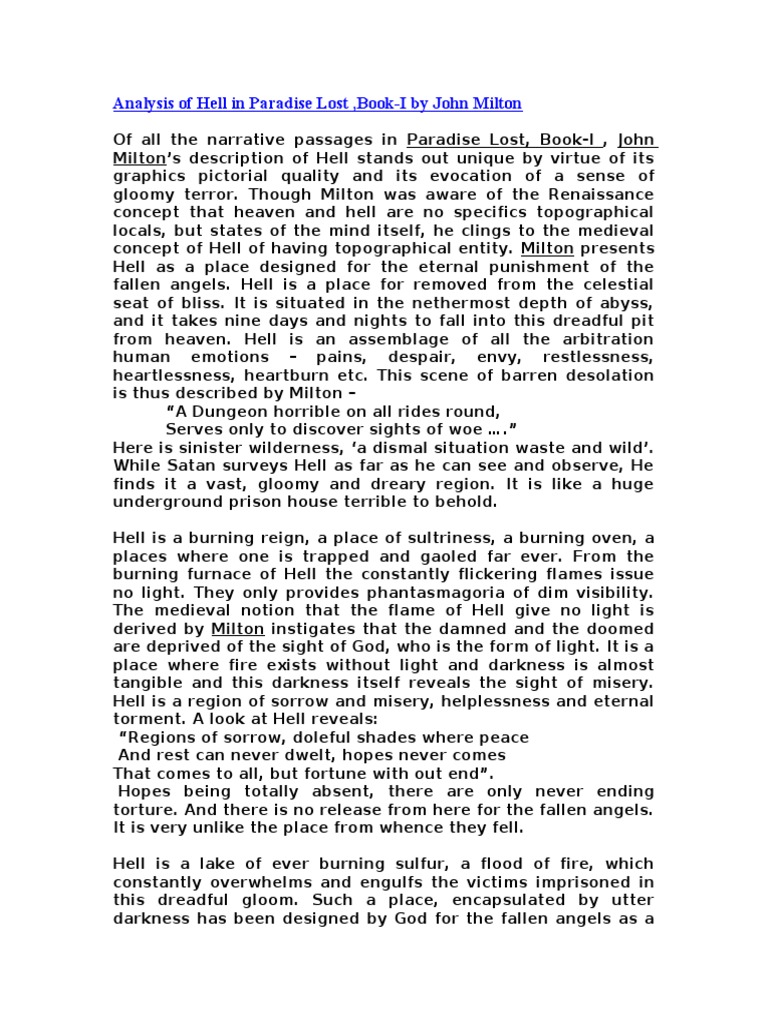 Analysis of Hell in Paradise Lost | PDF | Fictional Locations | Hell