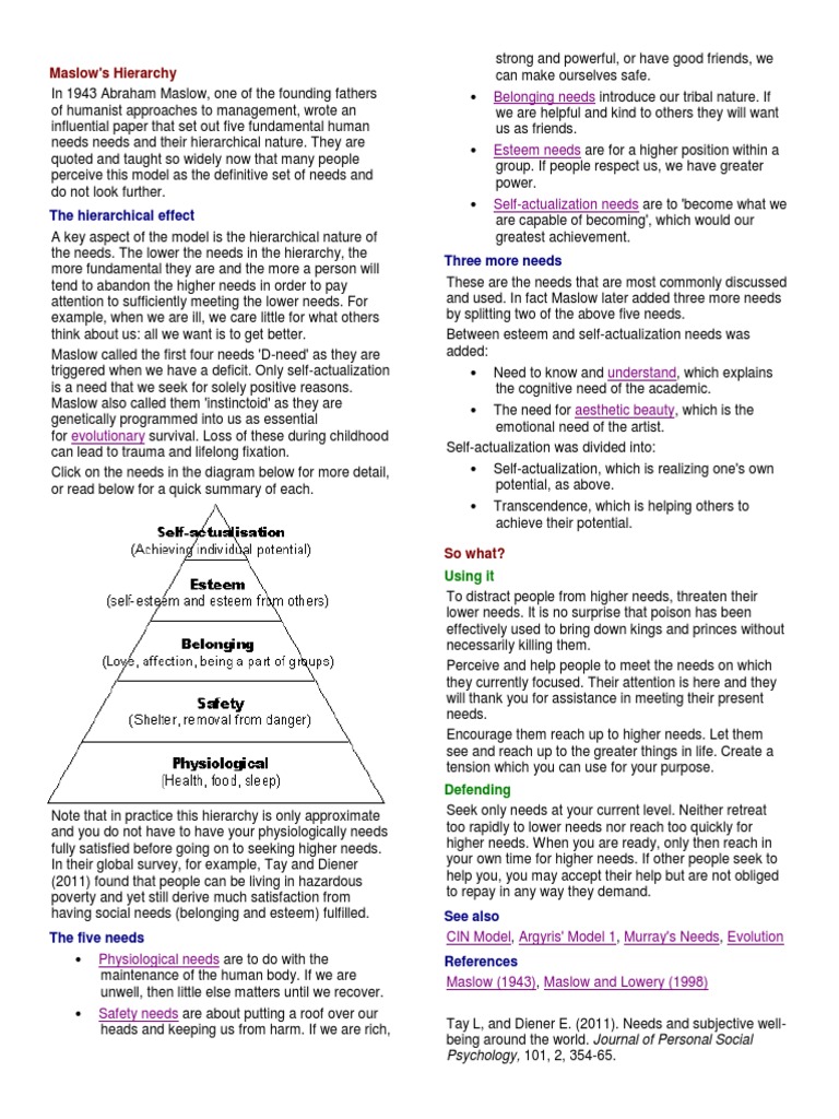 Maslow's Hierarchy | PDF | Self Actualization | Hierarchy