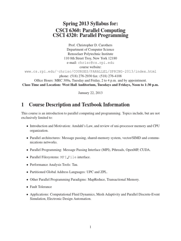Syllabus Parallel Computing | PDF | Parallel Computing | Message ... Syllabus Parallel Computing | PDF | Parallel Computing | Message ...