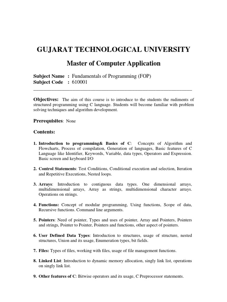 Fundamentals Of Programming Pdf C Programming Language Pointer Computer Programming