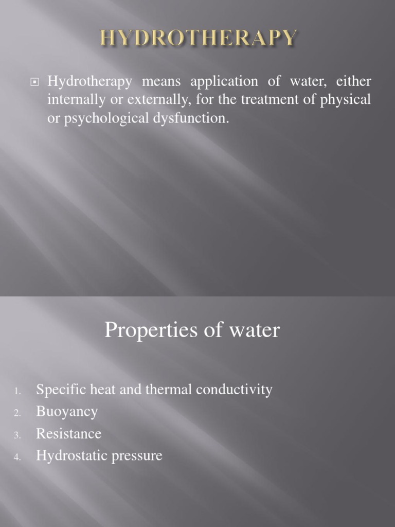 Hydrotherapy | PDF | Physical Exercise | Intravenous Therapy