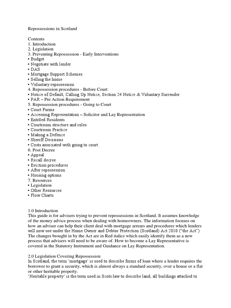 Repossessions in Scotland | PDF | Repossession | Mortgage Loan