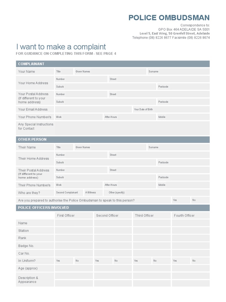 Police Complaint Form Guide | PDF | Address (Geography) | Government
