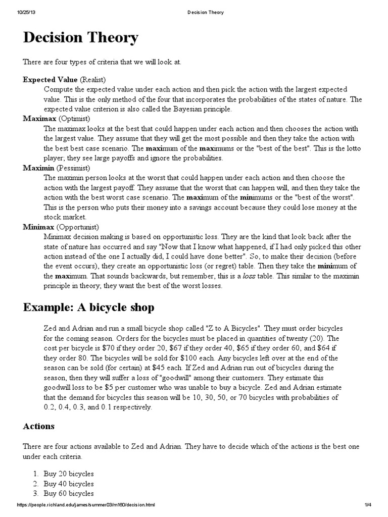 Decision Theory | Download Free PDF | Matrix (Mathematics) | Scientific ...