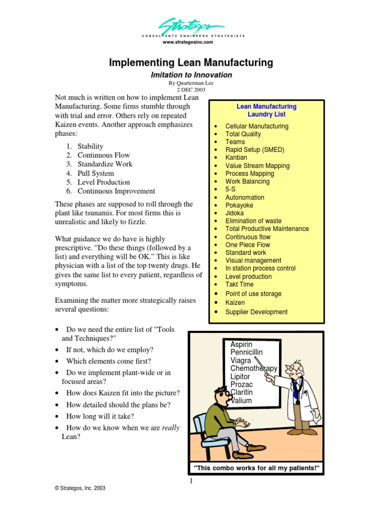 Implement Lean Manufacturing | PDF | Lean Manufacturing | Process ...