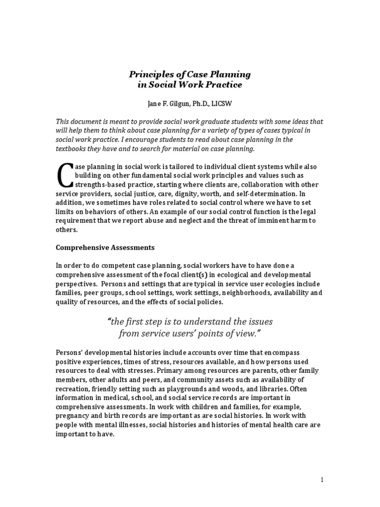 Principles of Case Planning in Social Work Practice | PDF | Social Work ...