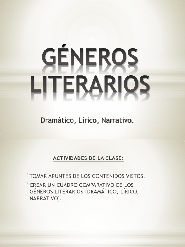 Power Point Generos Literarios | PDF | Narración | Poesía