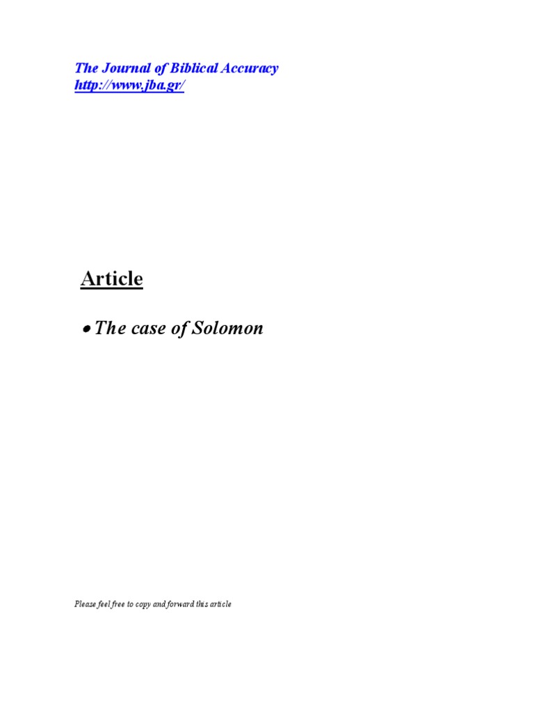 The Fall of Solomon and What It Teaches Us | PDF | Solomons | Books Of ...