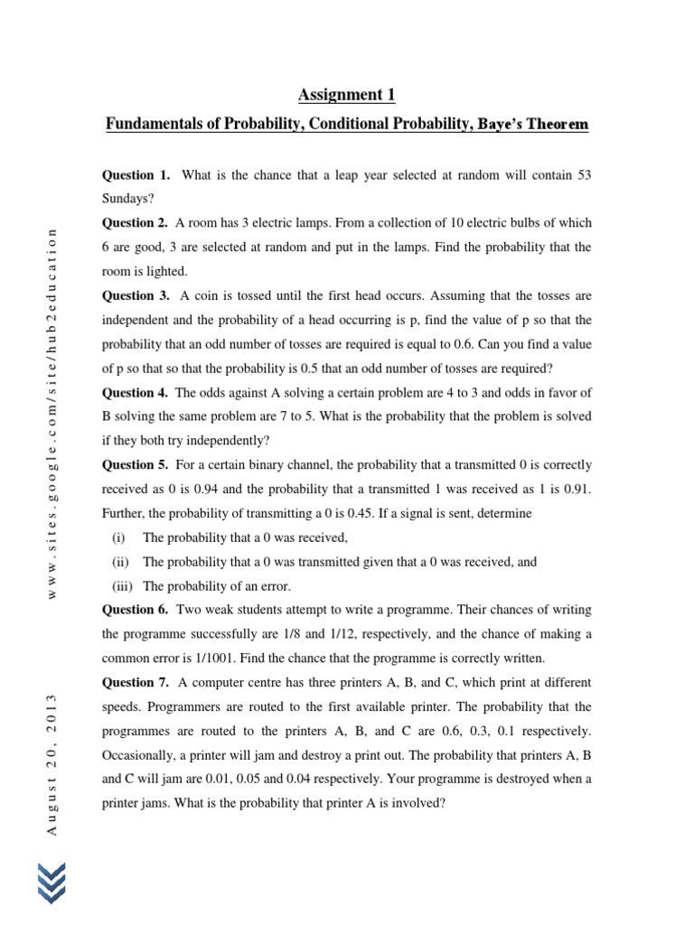 Probability Assignment 1 | PDF | Dice | Probability