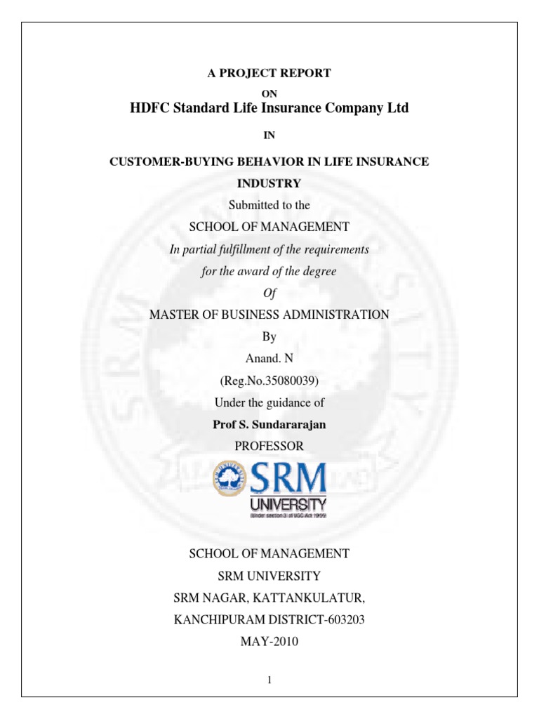 Customer Buying Behaviour With A Focus On Market Segmentation in HDFC ...