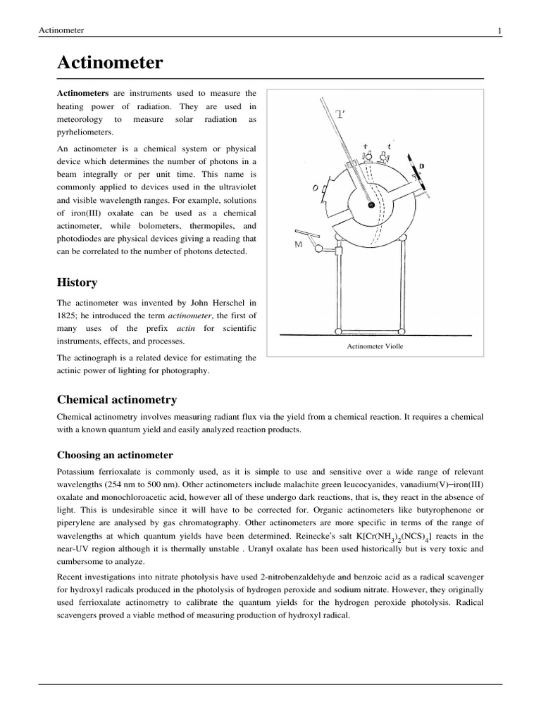 Actinometer | Electromagnetic Radiation | Applied And Interdisciplinary ...