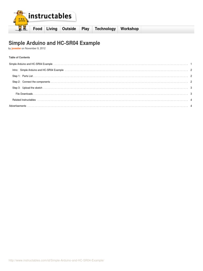Simple Arduino And Hc Sr04 Example Pdf Arduino Electronics 6013