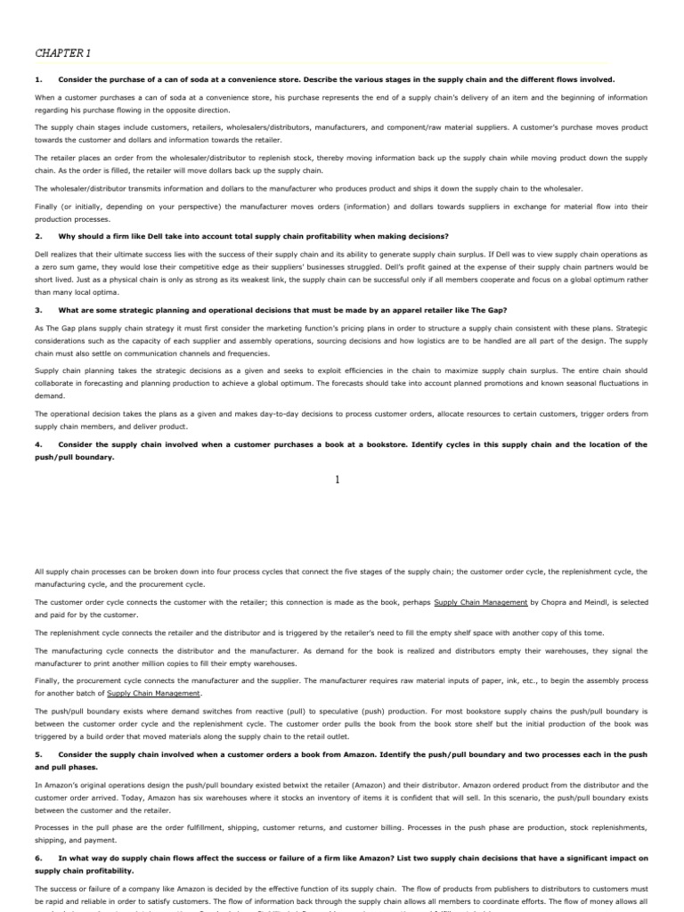 Discussion Ch01 | PDF | Supply Chain Management | Supply Chain