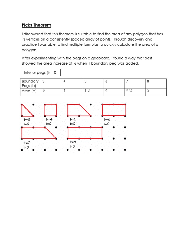 Picks Theorem | PDF | Polygon | Teaching Mathematics