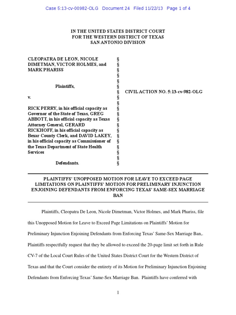 5:13-cv-00982 #24 | PDF | Intermediate Scrutiny | Fourteenth Amendment ...