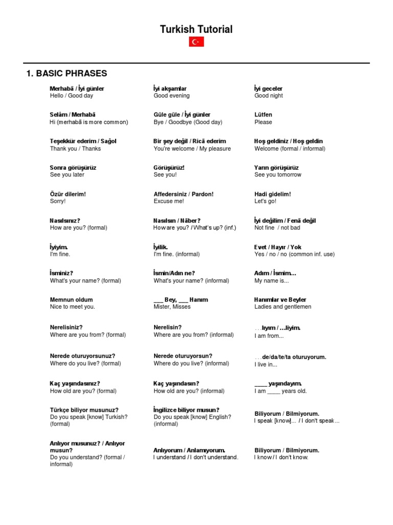 Turkish Tutorial | PDF