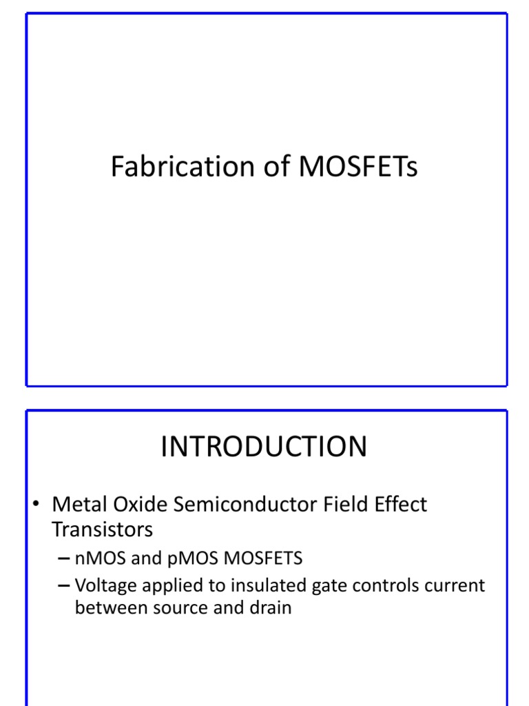 Fabrication of MOSFETs | PDF | Mosfet | Photolithography