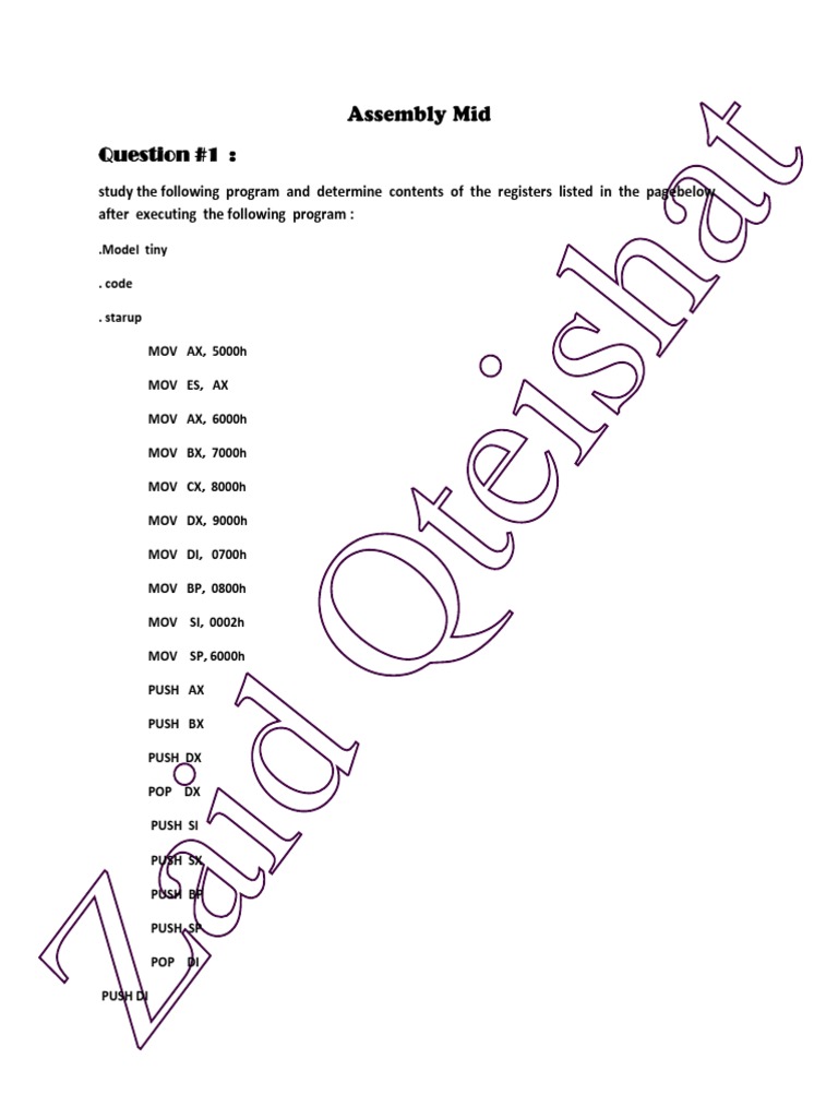 Assembly Midterm Exam | PDF | Instruction Set | Office Equipment