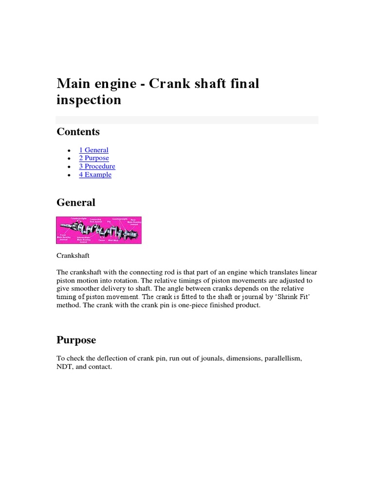 Crankshaft Final Inspection Procedures | PDF | Engineering Tolerance ...