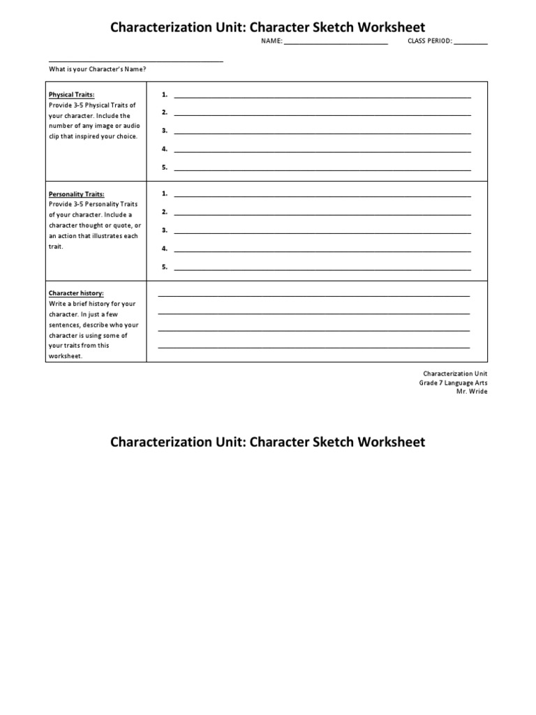 Character Sketch Worksheet | PDF | Career & Growth | Computers