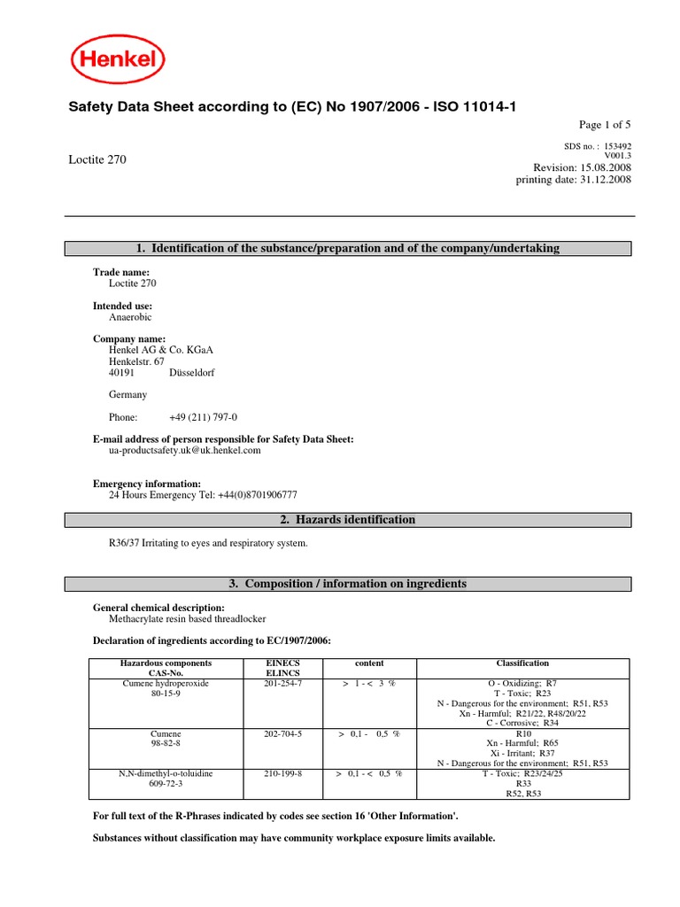 270 msds | Solvent | Toxicity