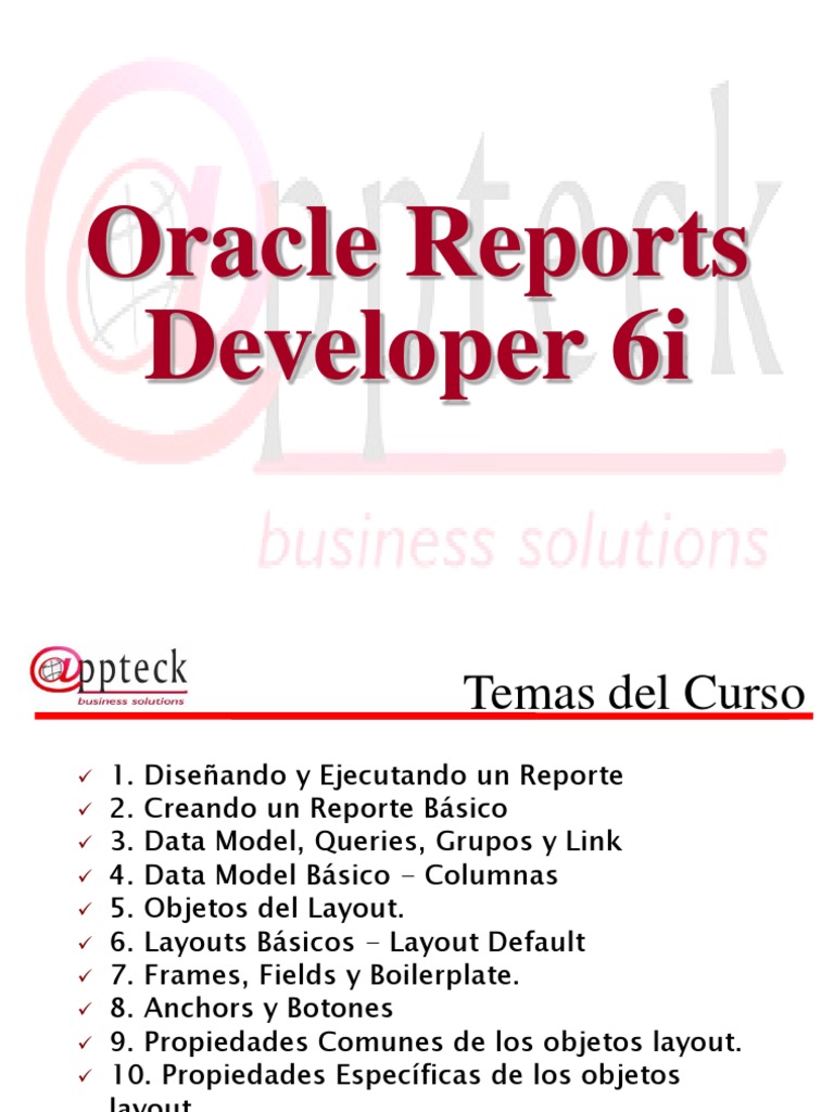 Curso Oracle Reports Developer 6i | PDF | SQL | Programa de computadora