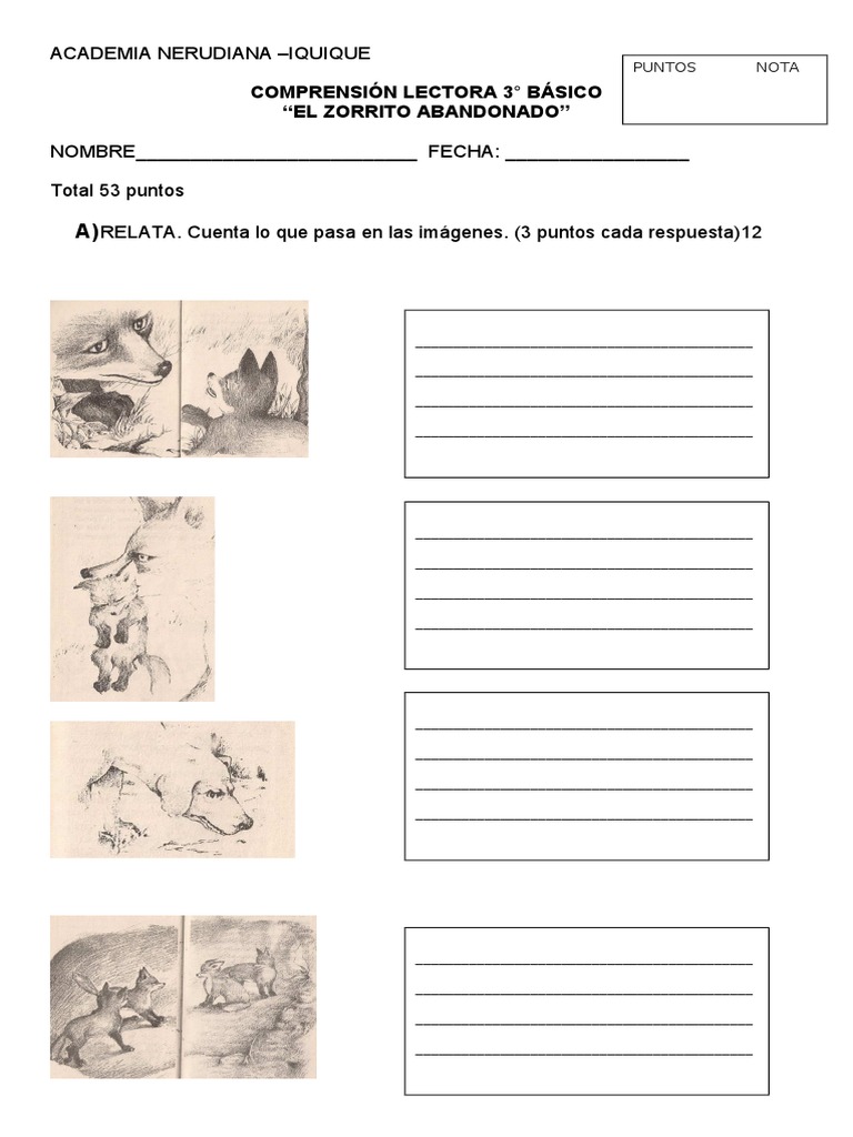 Tercero Prueba El Zorrito Abandonado | PDF | Ocio