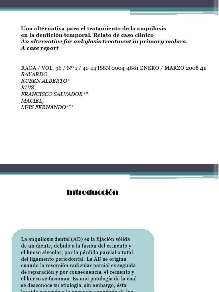 Anquilosis | PDF | Diente humano | Odontología