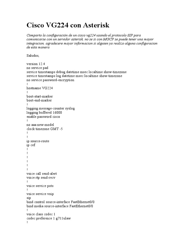 Configuracion VG224 Con Asterisk | PDF | protocolo de Iniciacion de ...