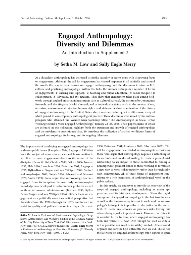 Engaged Anthropology - Diversity and Dilemmas An Introduction To ...