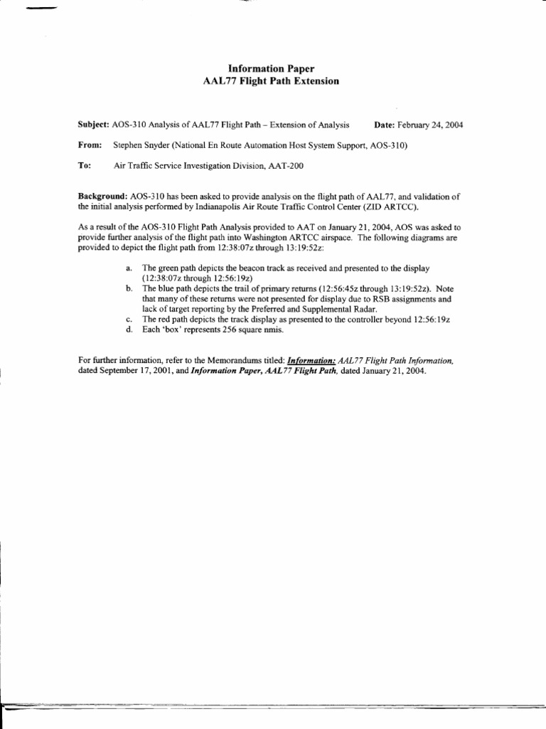 T8 B19 HQ FAA 2 of 3 FDR - Info Paper - AAL77 Flight Path Excursion ...