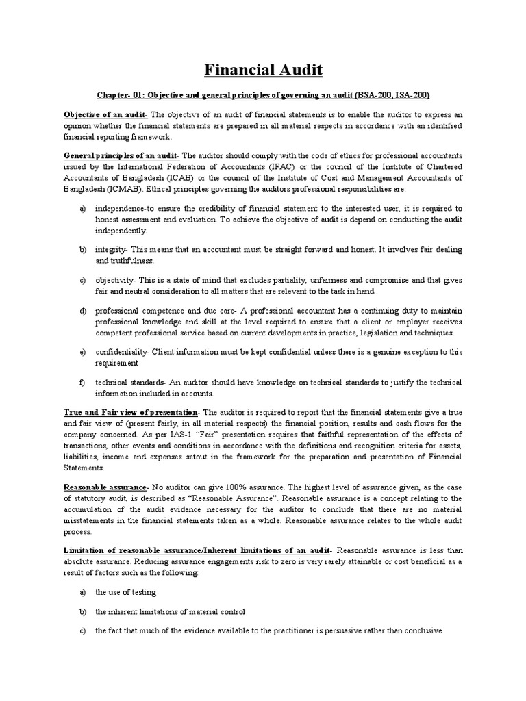 Financial Audit Notes Pdf Financial Audit Audit