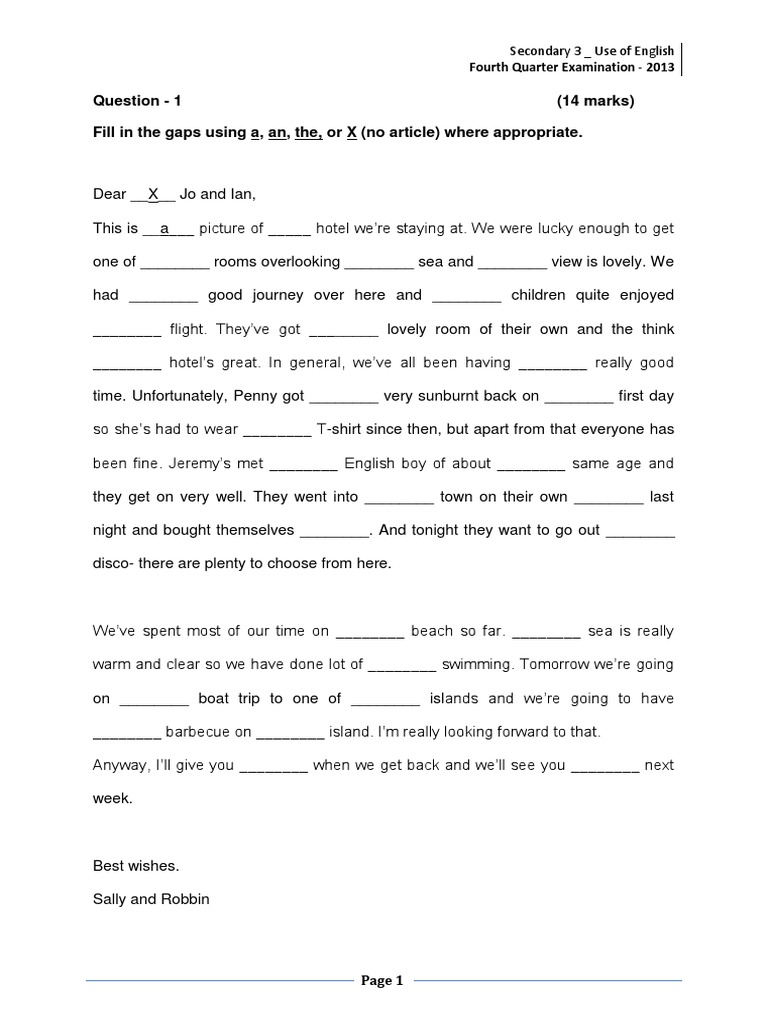 Grammar Test Paper For Lower Secondary Level | PDF | Languages