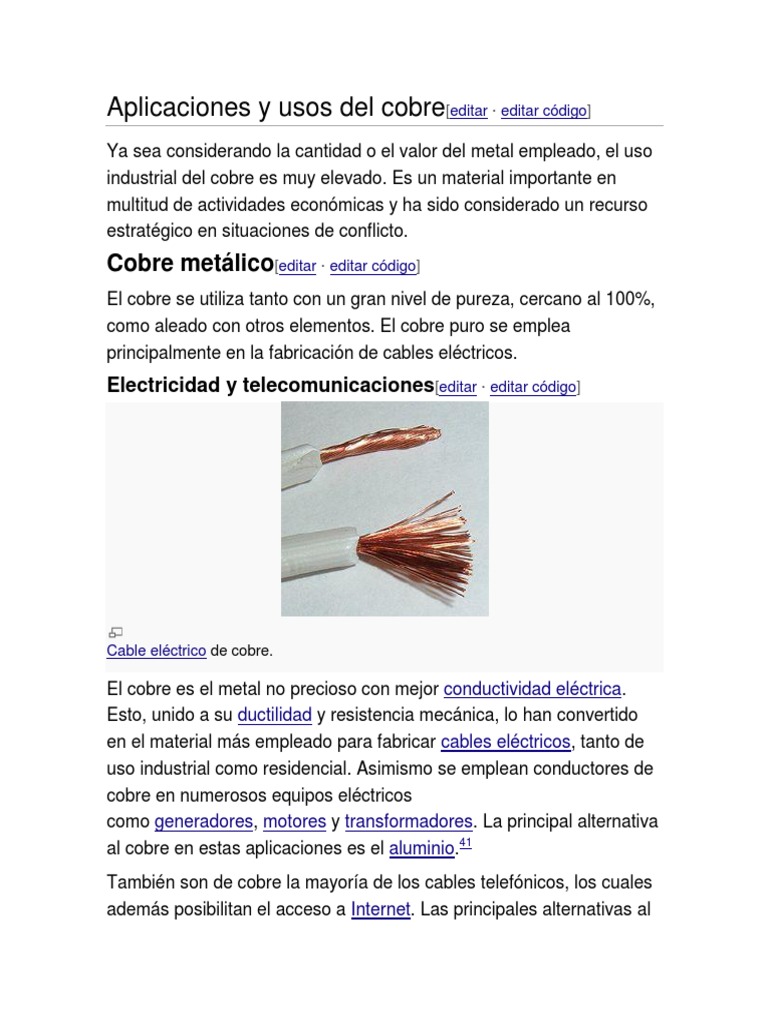 Aplicaciones y Usos Del Cobre | PDF | Cobre | Bronce