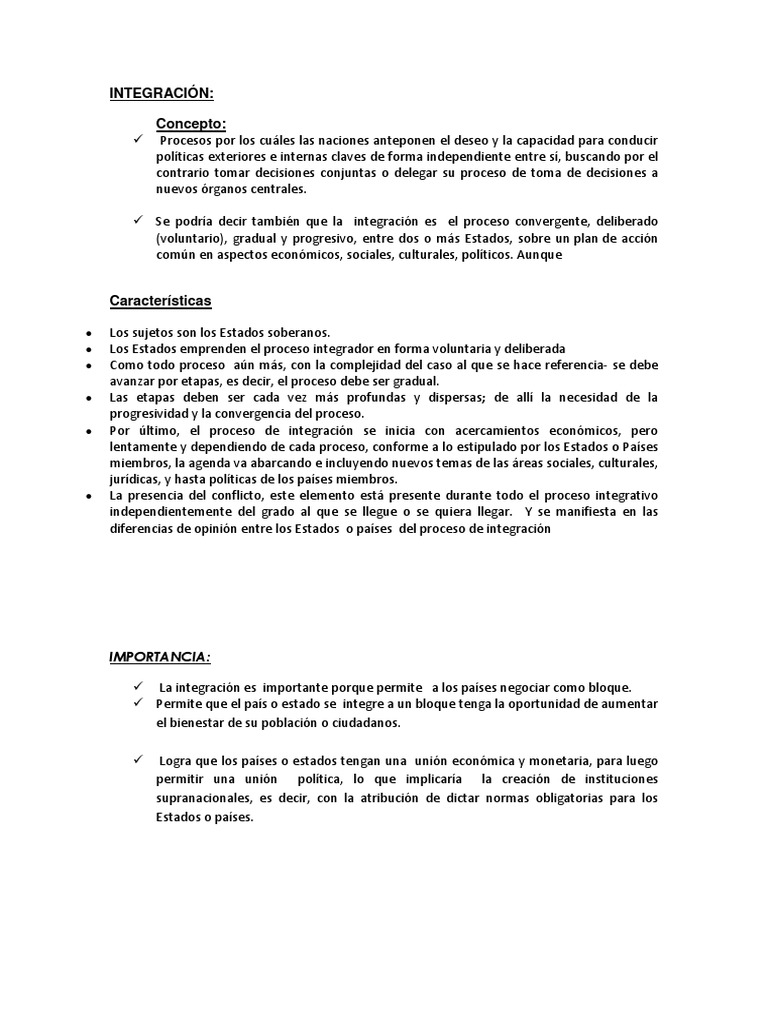 Concepto de Integración 1 | PDF | Estado (política) | Democracia
