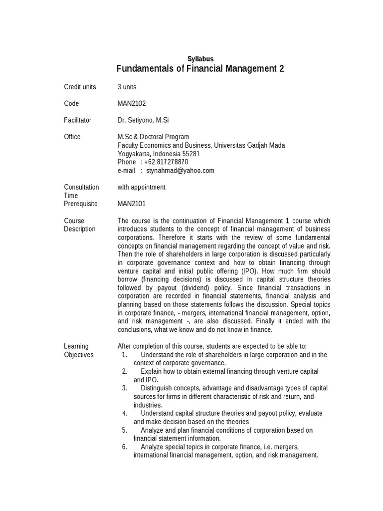 Fundamentals of Financial Management 2: A Comprehensive Guide to ...
