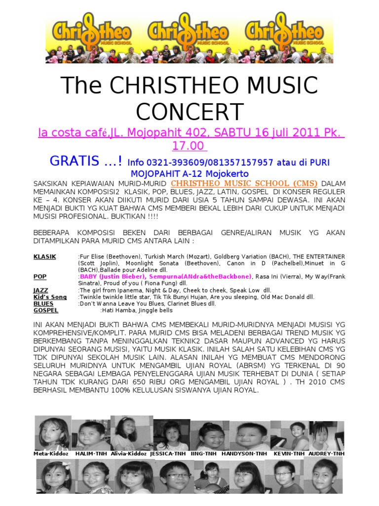 Christheo Music Concert 2011 Details | PDF